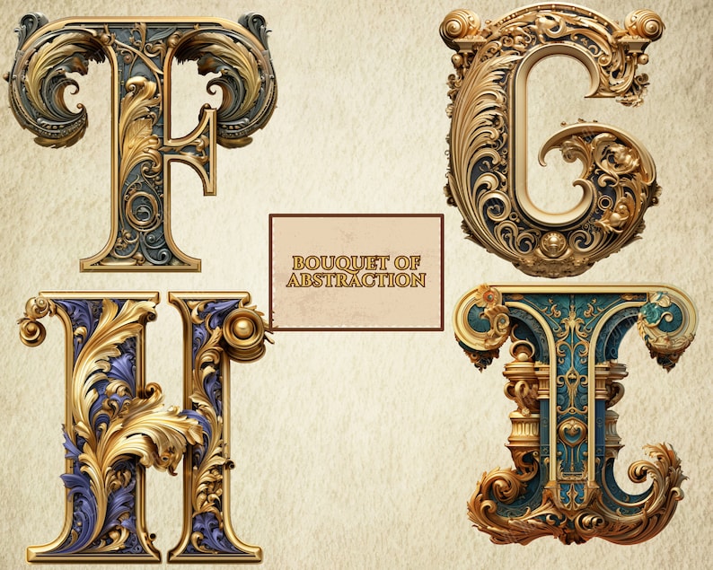 Illuminated Golden Initials Full Alphabet High Quality Clip Art ...