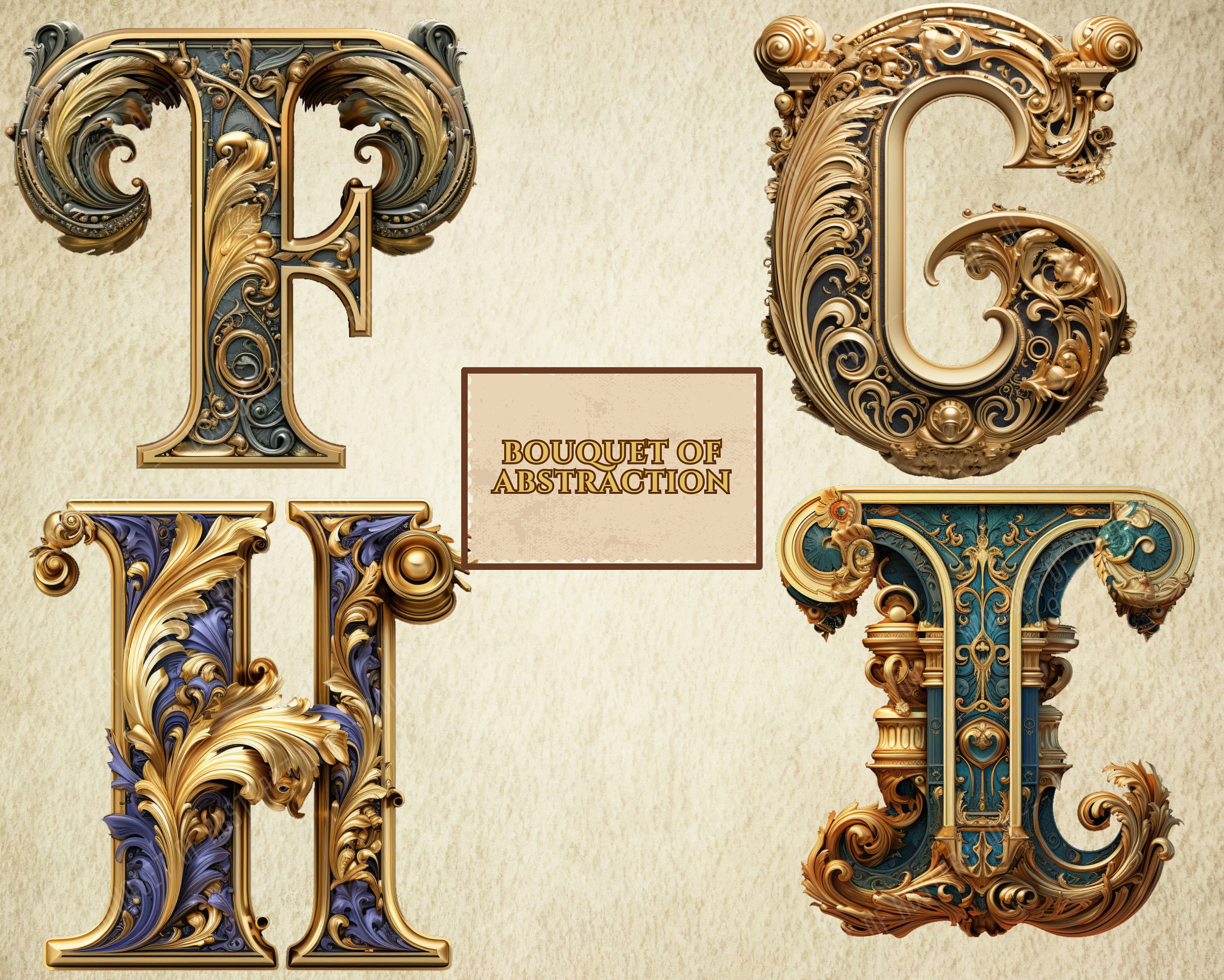 Illuminated Golden Initials Full Alphabet High Quality Clip Art ...