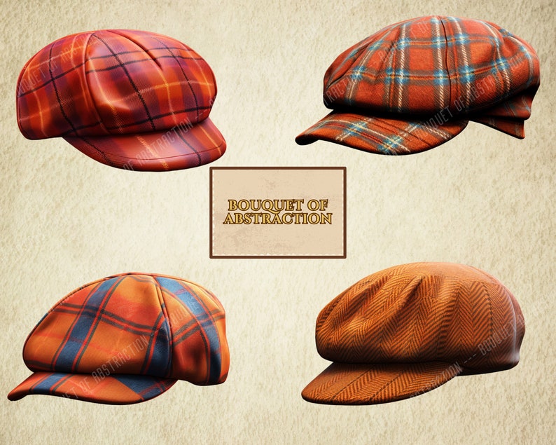 Flat Cap Clip Art Bundle of 20 High Resolution 300 DPI Transparent ...
