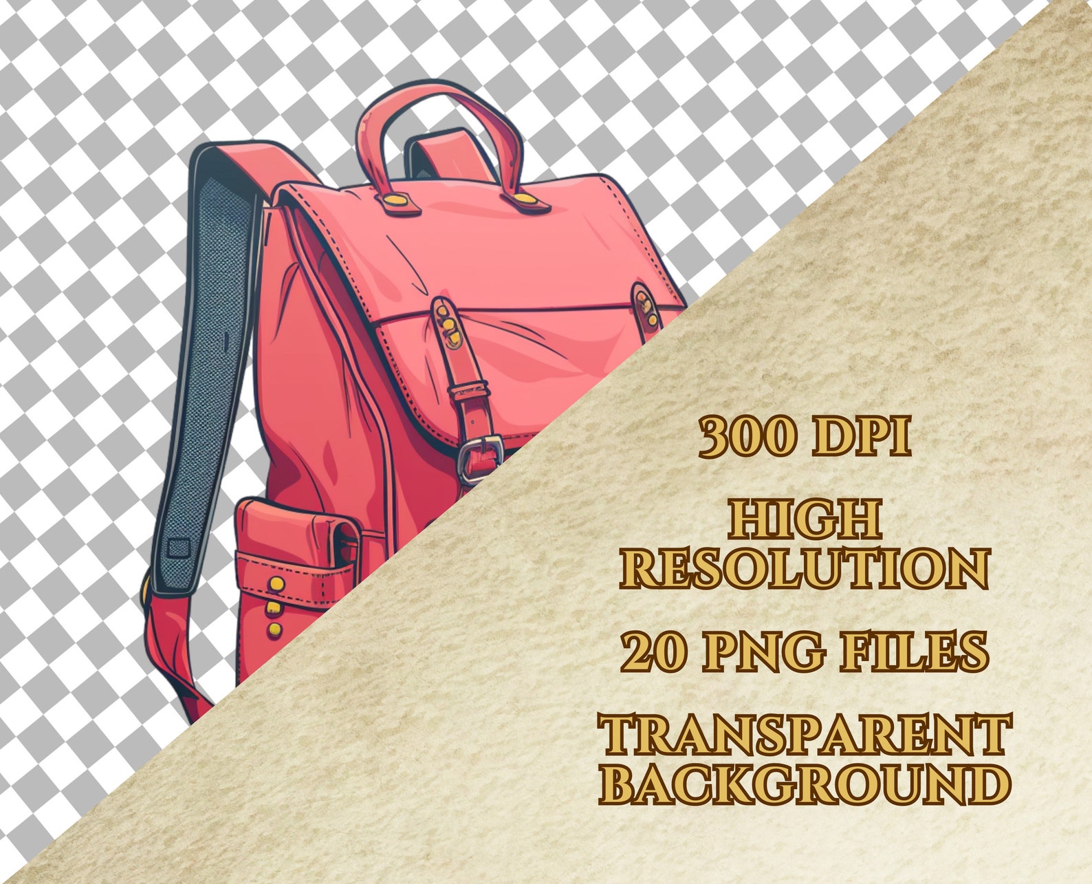 Backpack Bundle of 20 High Resolution Clip Art Transparent Background ...