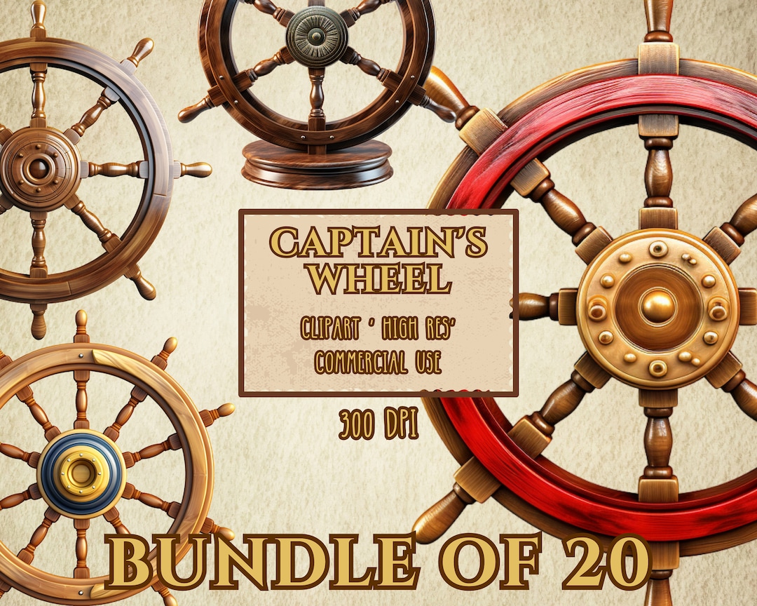 Captain's Wheel Clip Art Bundle of 20 High Resolution 300 DPI ...