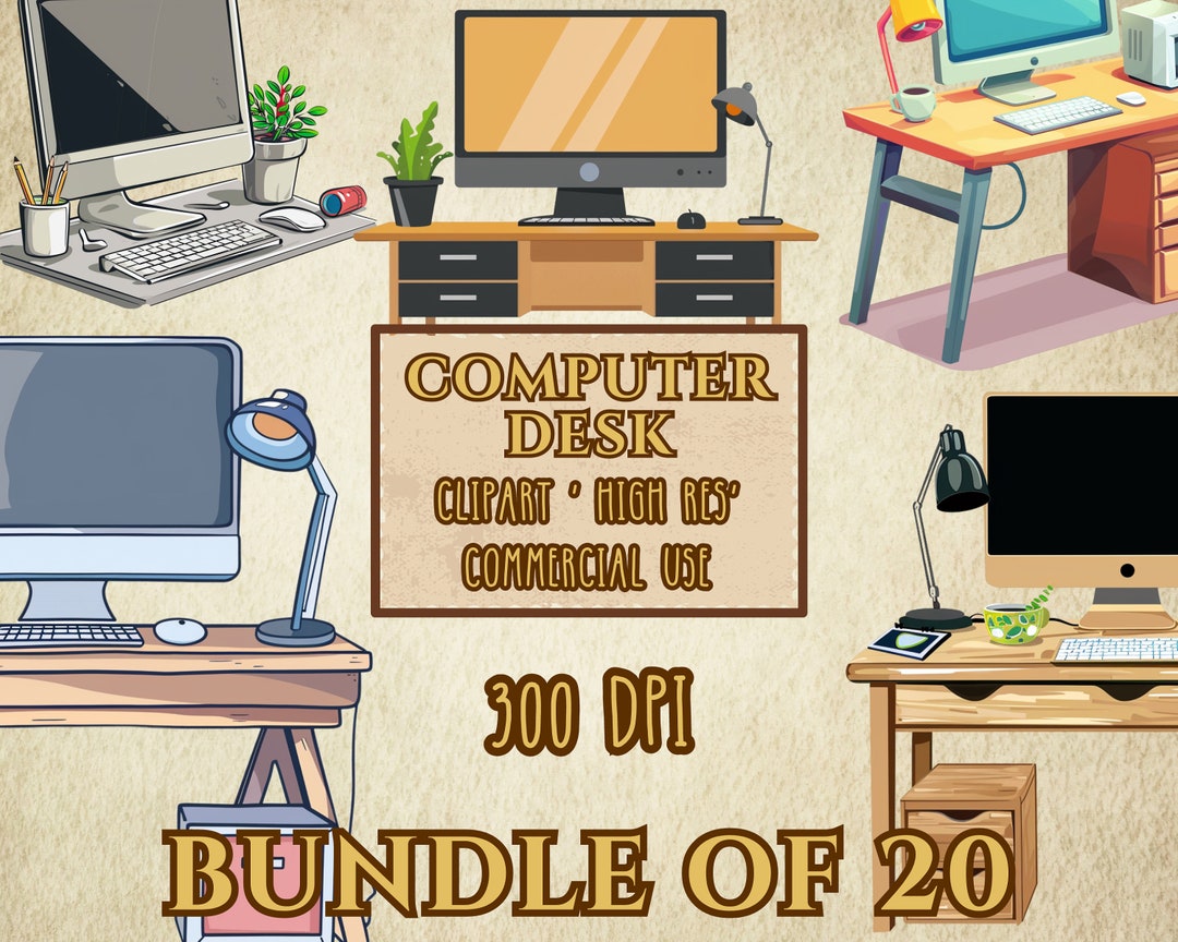Computer Desk Bundle of 20 High Resolution Clip Art Transparent ...