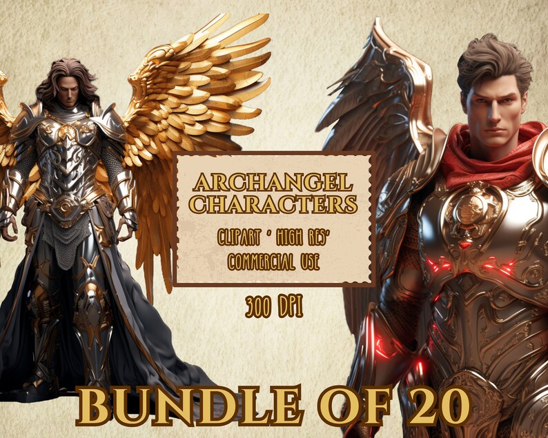 Archangel Characters Bundle of 20 Clip Art High Resolution 300 DPI ...