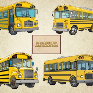 School Bus Bundle of 20 High Resolution Clip Art Transparent Background ...