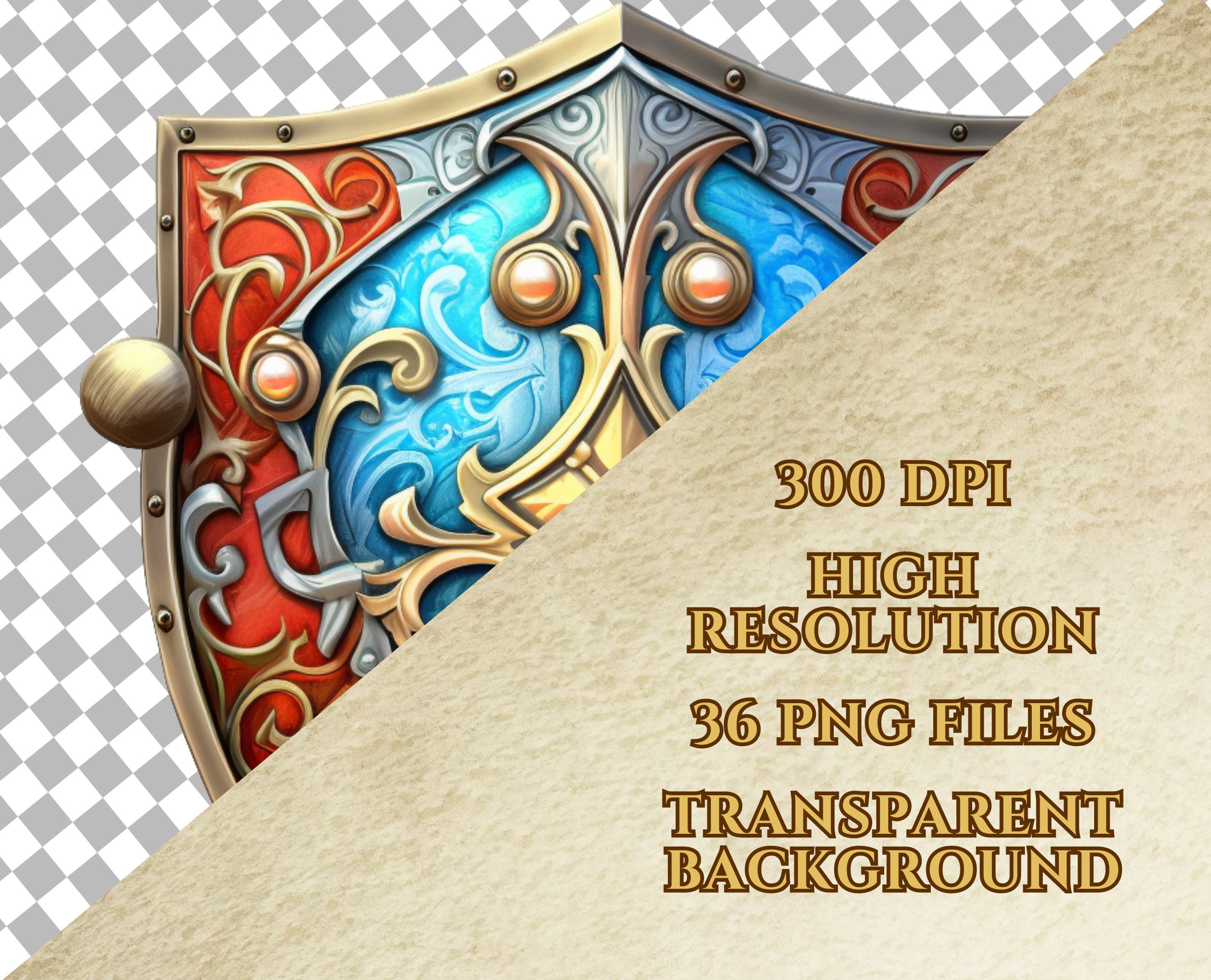 36 Bundle Shield Clip Art Fantasy Shields Mega Pack Shields Clip Art ...