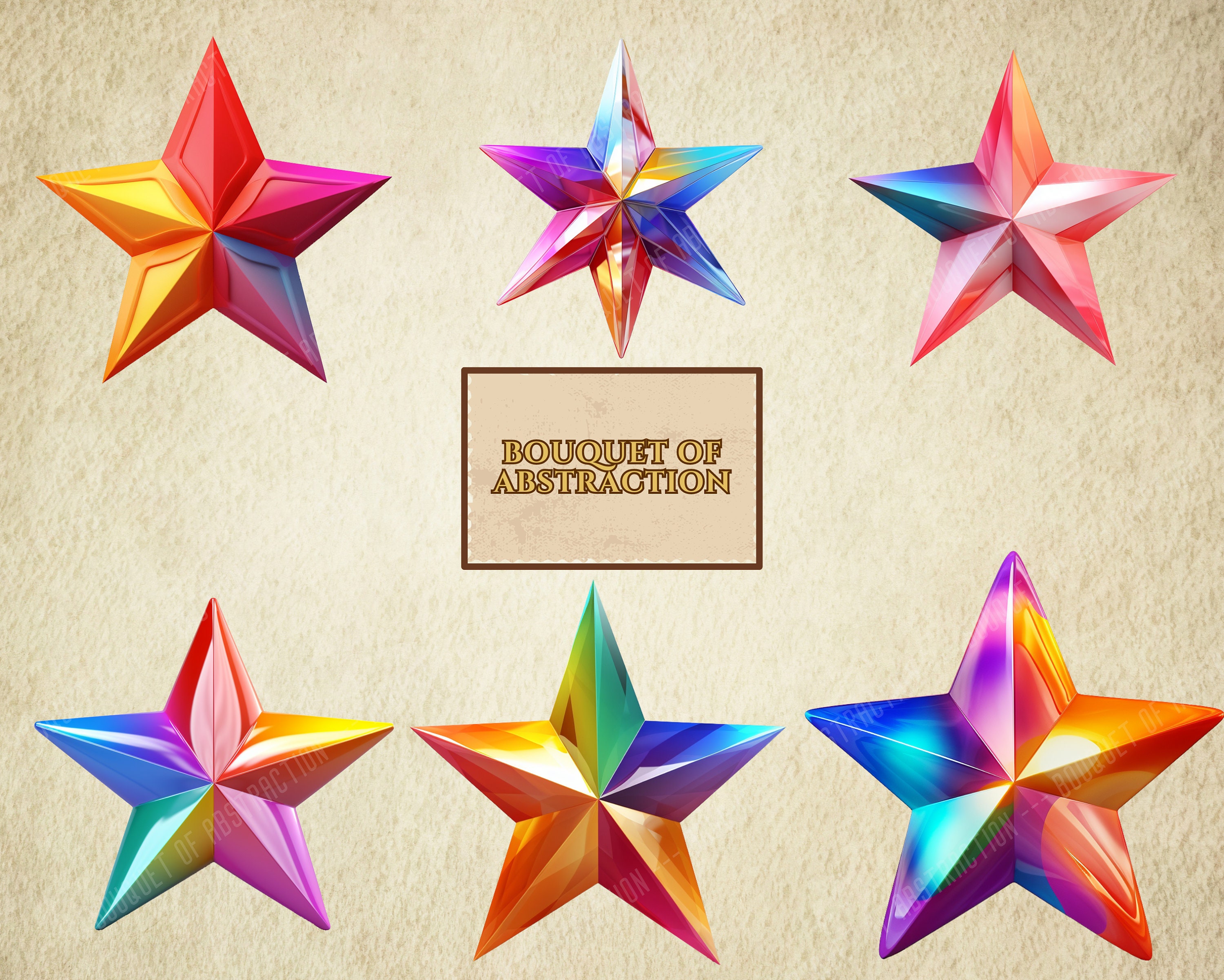 12 Colorful Stars Graphical and Glass Stars Colorful Clip Art, High ...