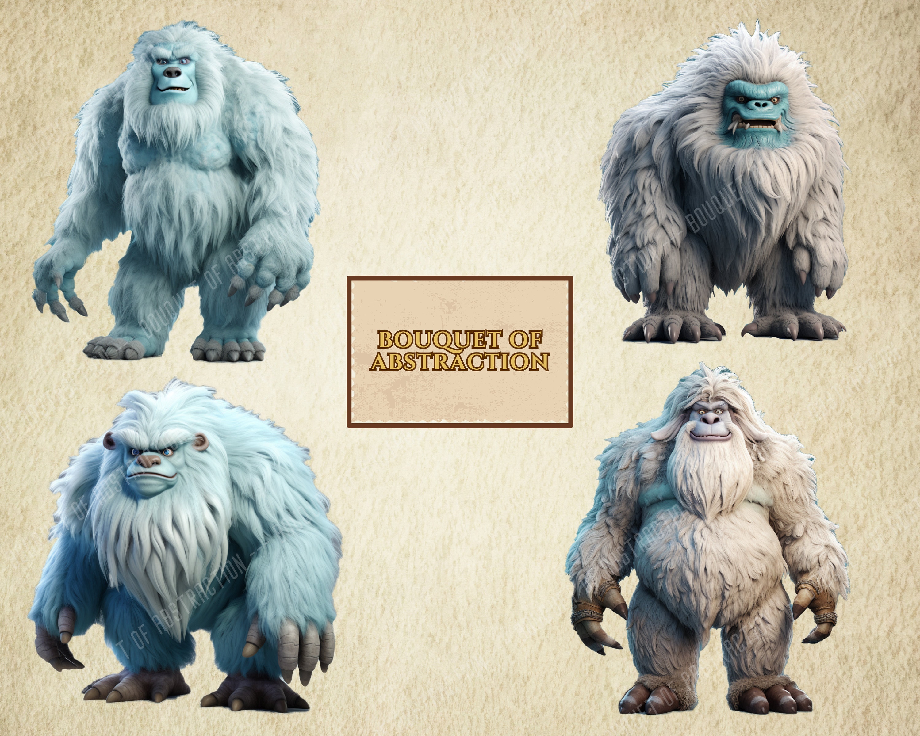 Yeti Characters Bundle of 20 Clip Art High Resolution 300 DPI ...