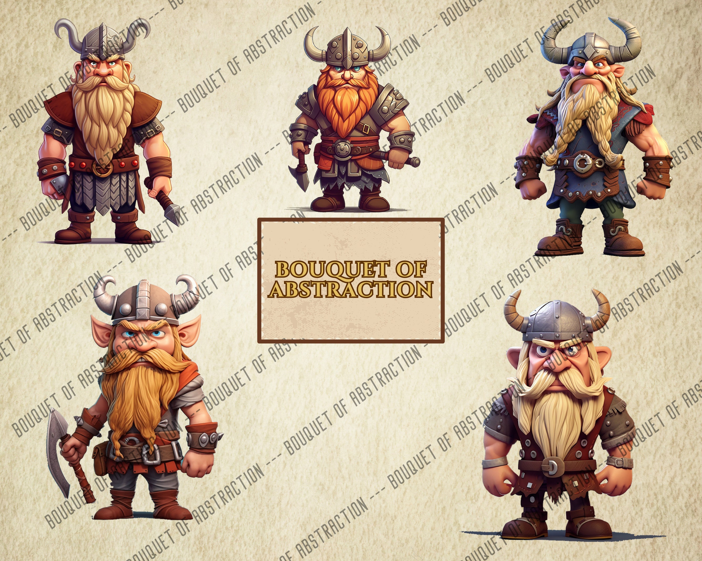 26 Unique Viking Clip Art Bundle Characters With Transparent Background ...
