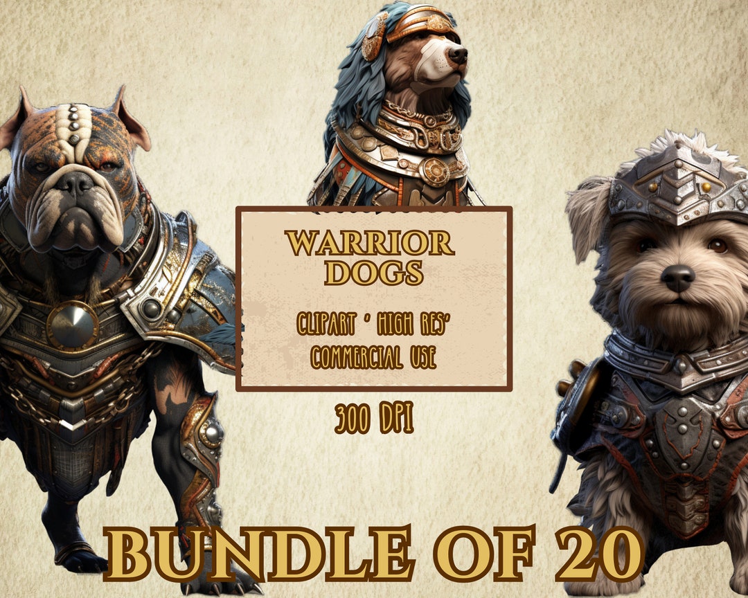 Warrior Dogs Bundle of 20 High Resolution 300 DPI Transparent ...