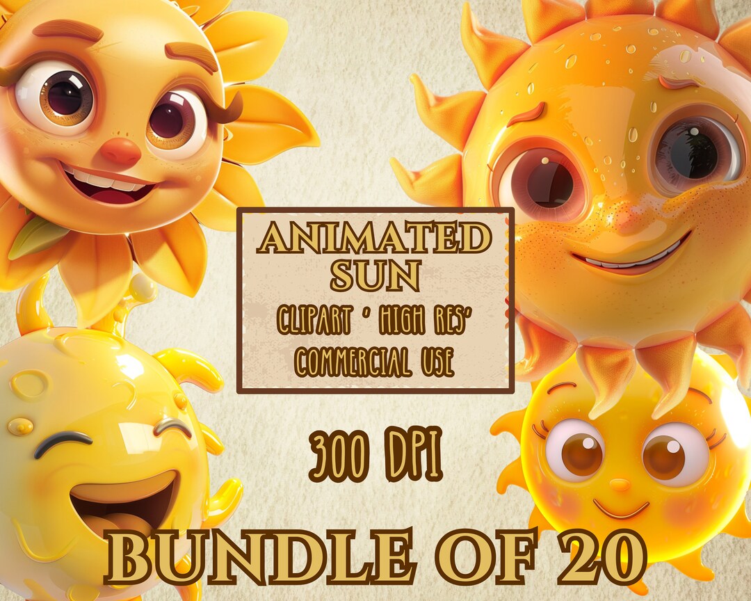 Sun Bundle of 20 High Resolution Clip Art Transparent Background 300 ...