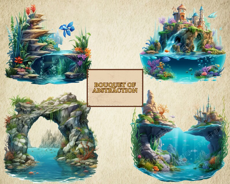 Mermaids Cove Clip Art Bundle of 20 High Resolution 300 DPI Transparent ...