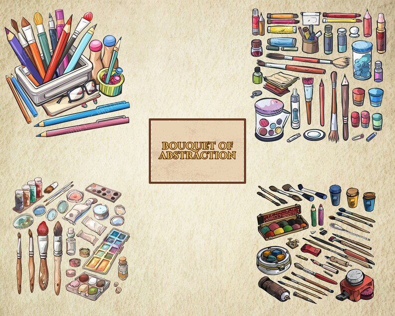 Art Supplies Bundle of 20 Clip Art High Resolution Transparent ...