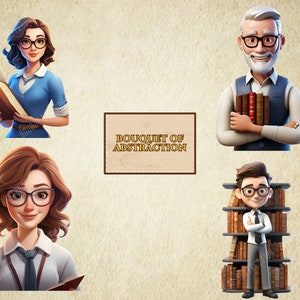 Librarian Characters Bundle of 20 Clip Art Librarians High Resolution ...