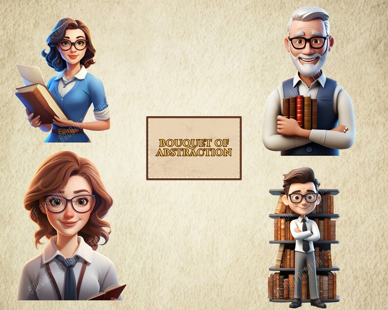 Librarian Characters Bundle of 20 Clip Art Librarians High Resolution ...