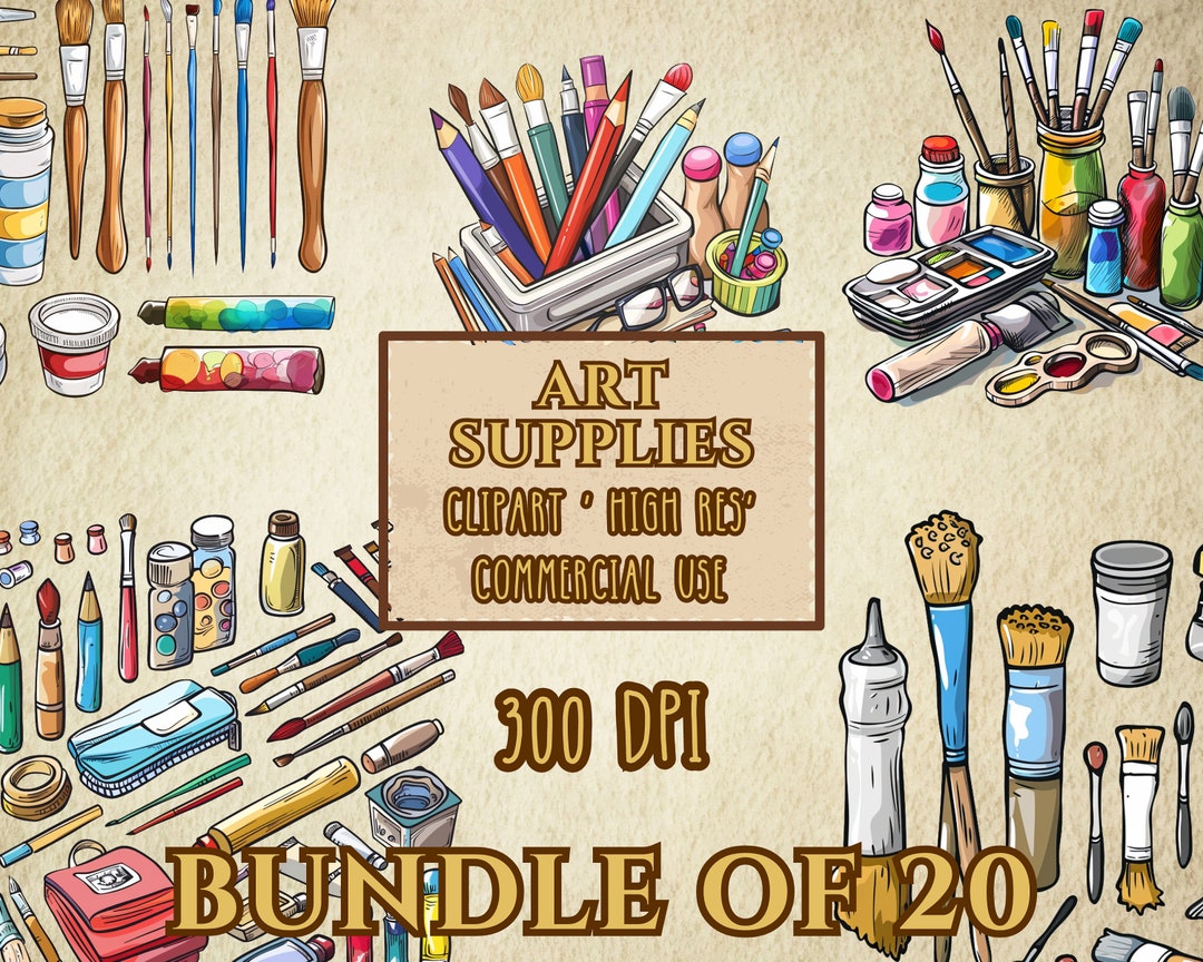 Art Supplies Bundle of 20 Clip Art High Resolution Transparent ...