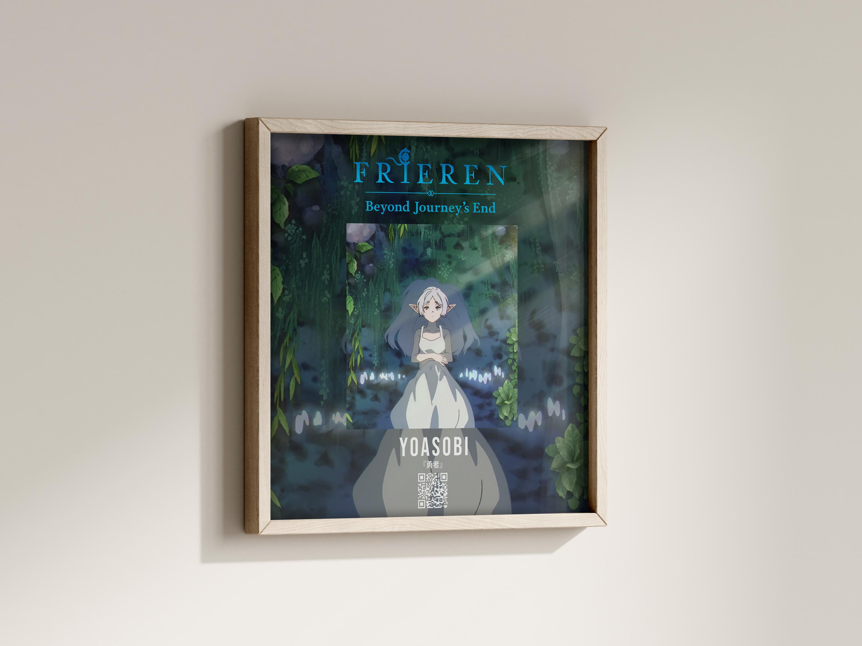 Frieren Anime Poster With QR Code | YOASOBI Yuusha Album Cover Art ...
