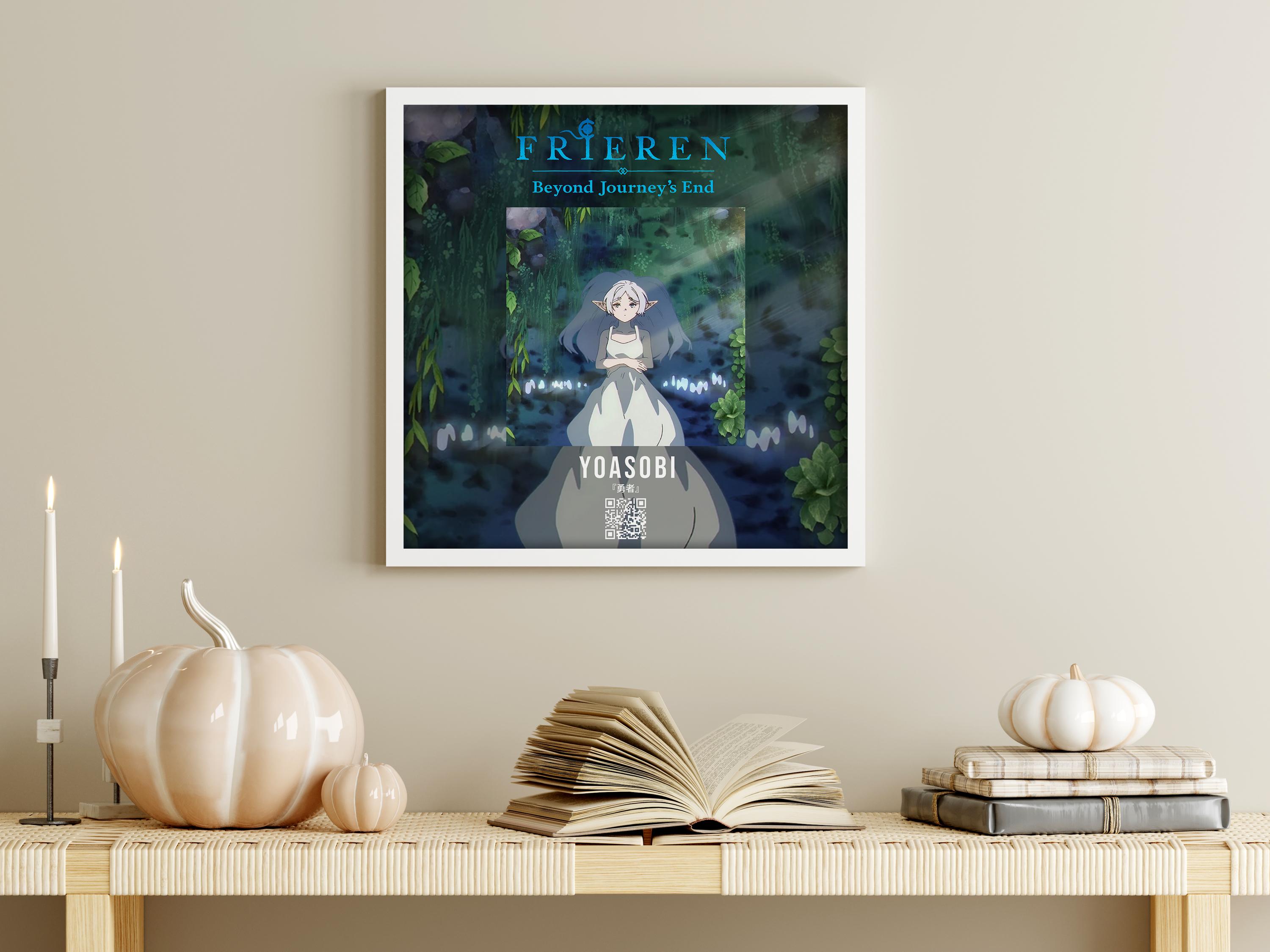 Frieren Anime Poster With QR Code | YOASOBI Yuusha Album Cover Art ...