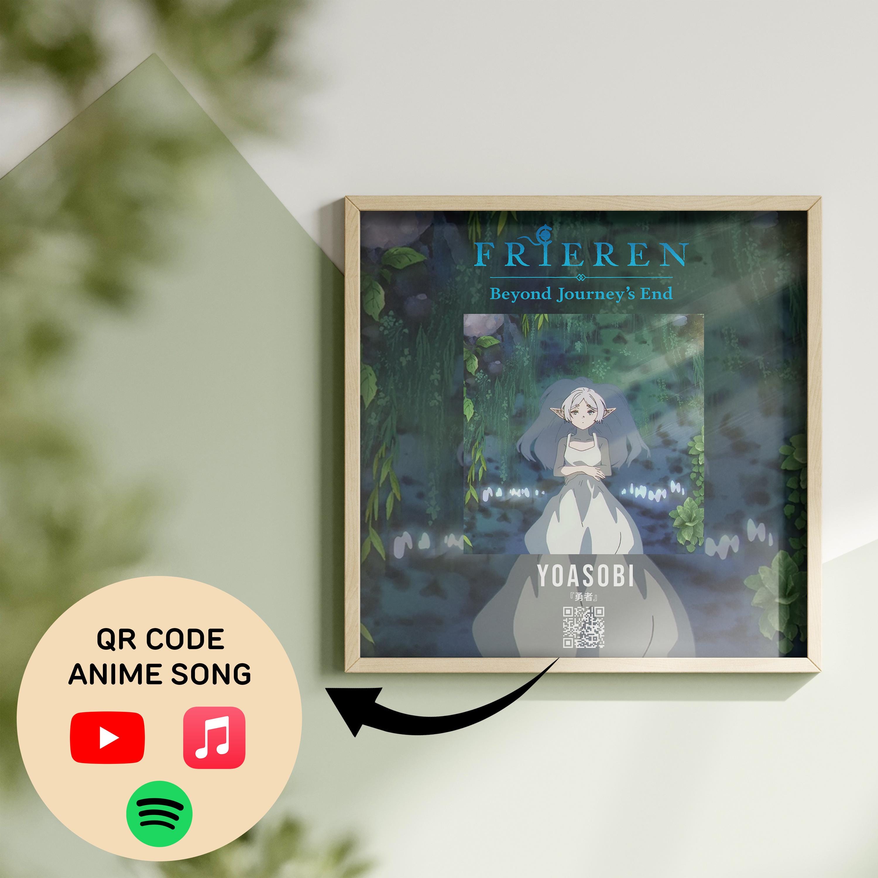 Frieren Anime Poster With QR Code | YOASOBI Yuusha Album Cover Art ...