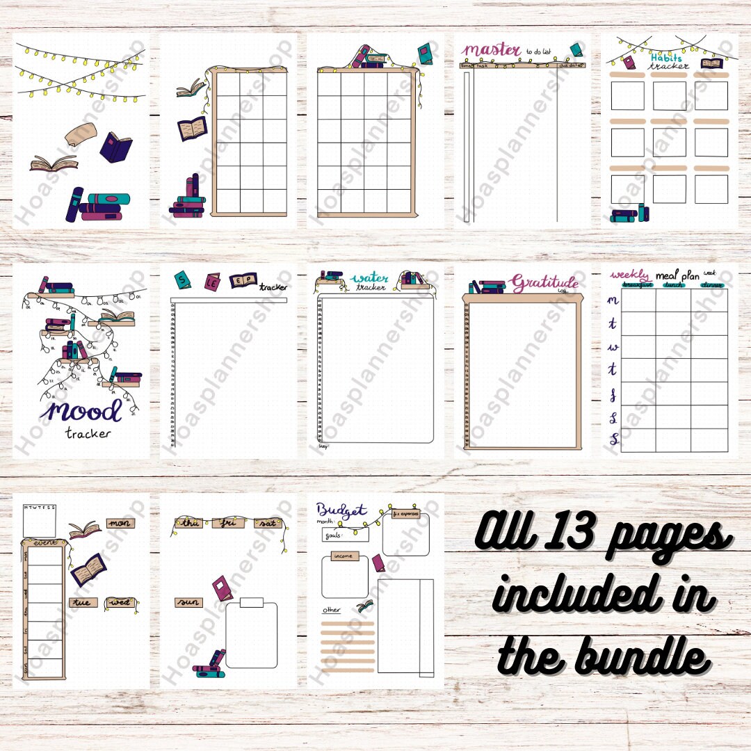 Undated Digital Bullet Journal 2024 Premade Monthly Bundle Books Theme ...