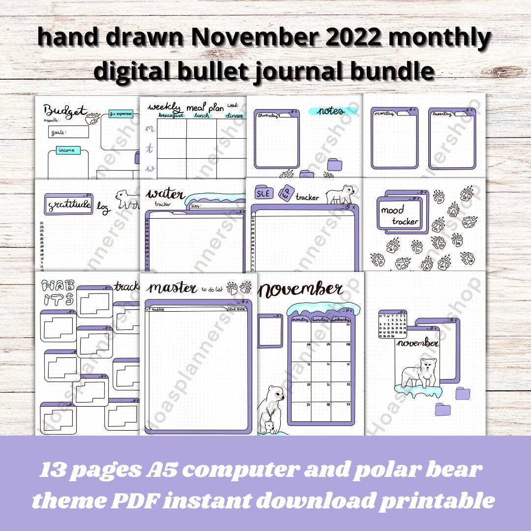 November 2022 Digital Bullet Journal Premade Monthly Setup - Etsy