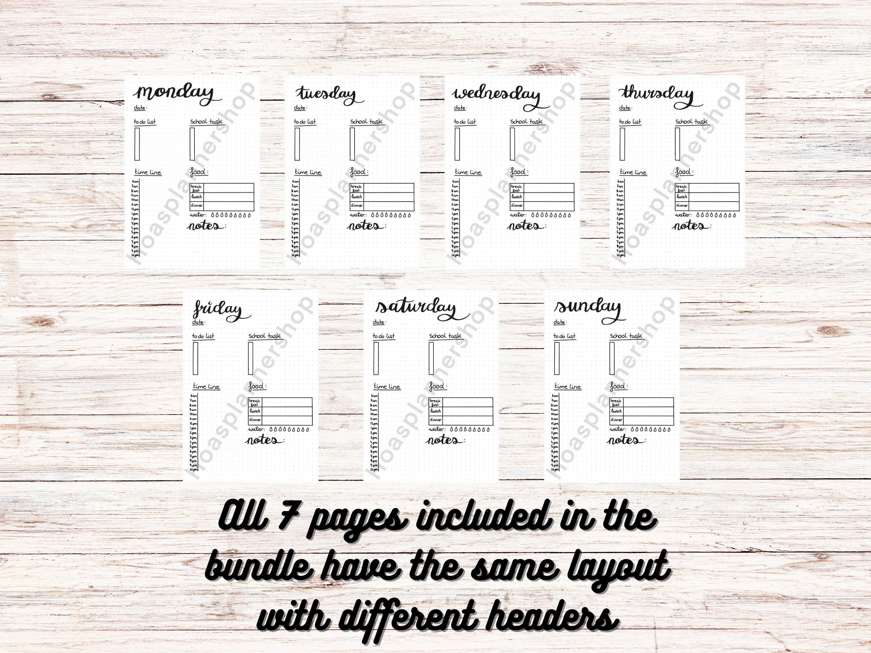 2024-2025 Minimalist School Bullet Journal Daily Spread 7 Pages Daily ...