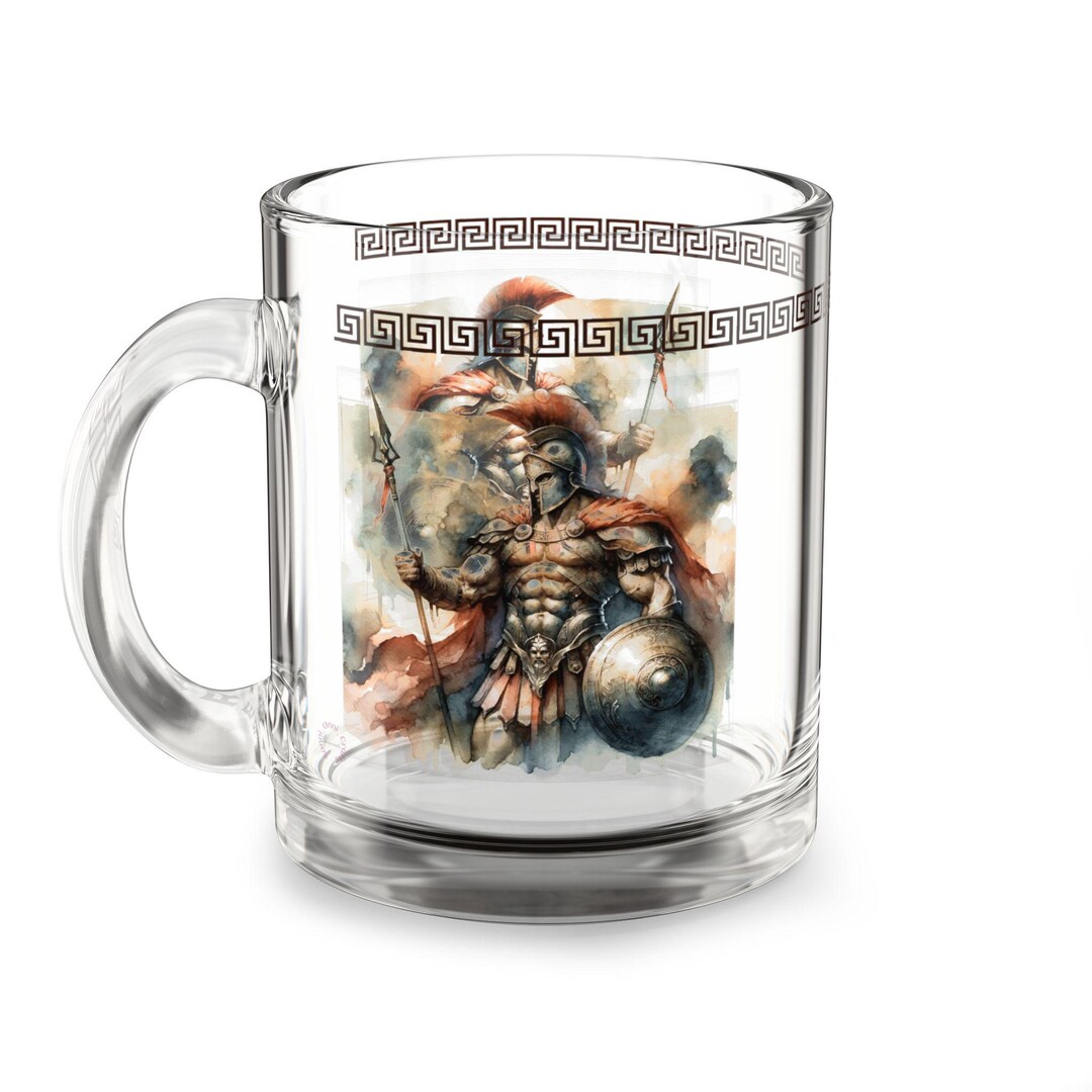 ARES Glass Mug: Greek God of War Design, Mythology Gift, Mars Cup - Etsy