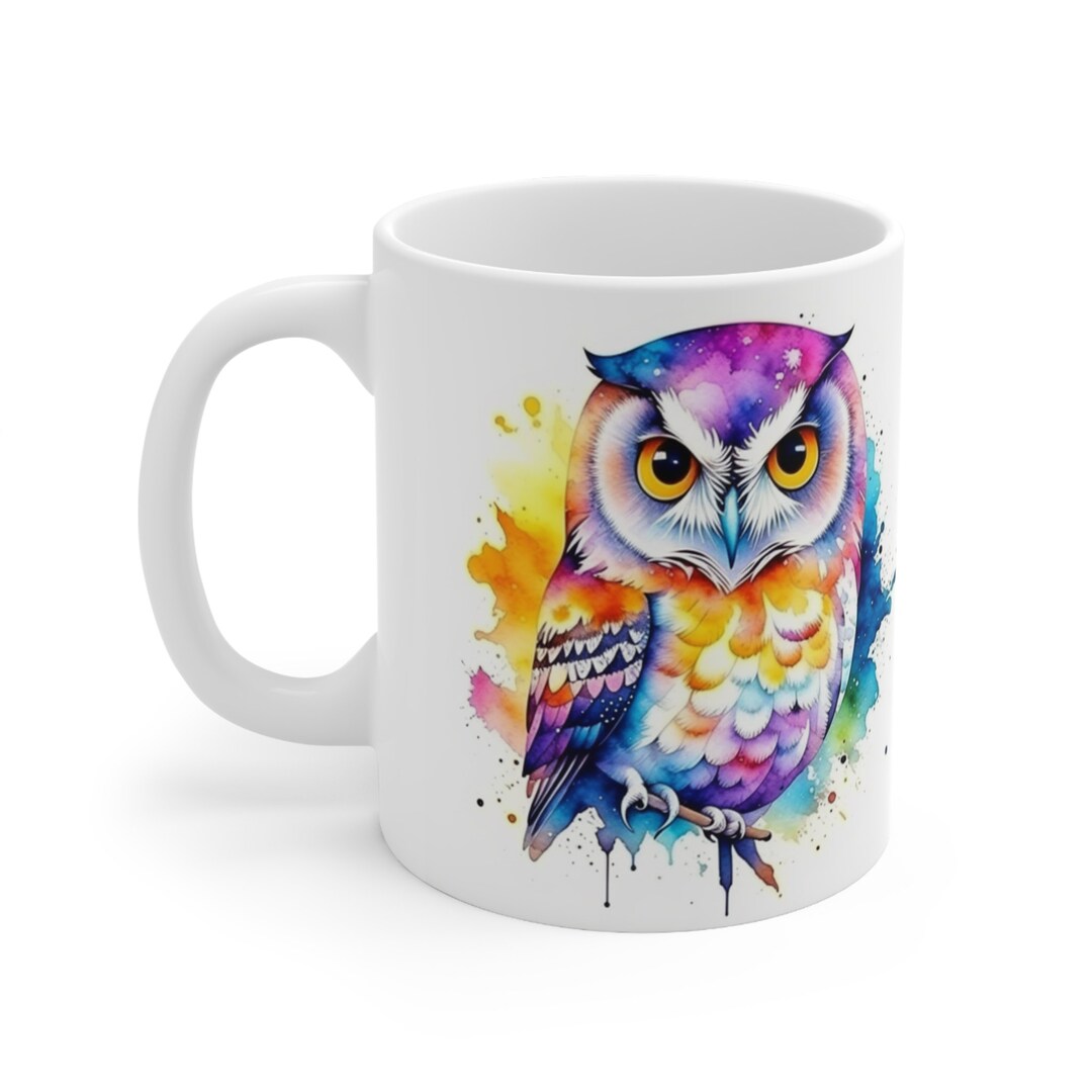 Owl Mug, Owl Coffee Cup, Owl Tea Cup, Owl Perched, Owl in Flight, Owls Mug, Animal Lovers Mug ...