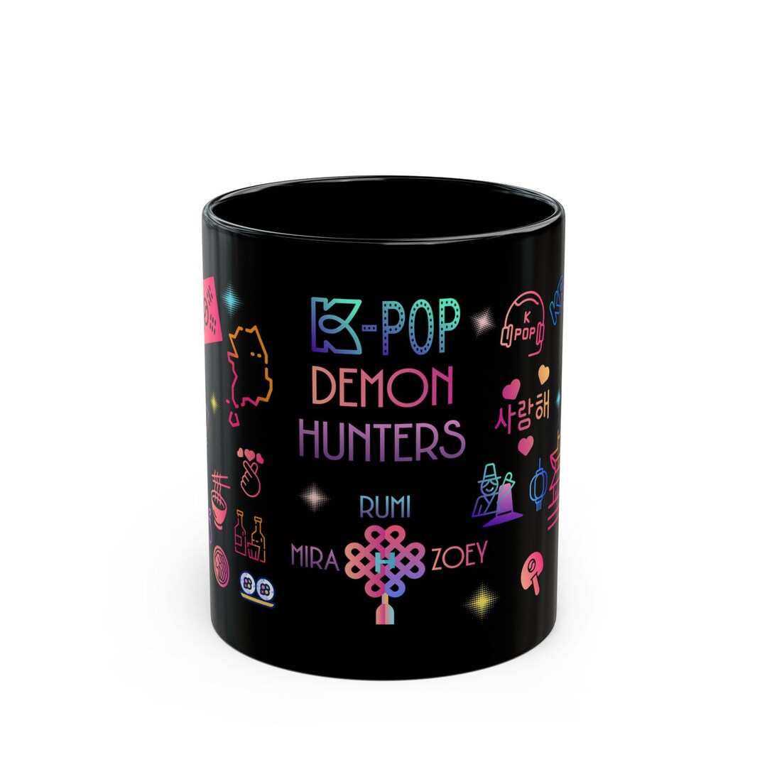 Kpop Mug (11oz), Kpop Demon Hunters Inspired Black Coffee Cup, KPOP ...