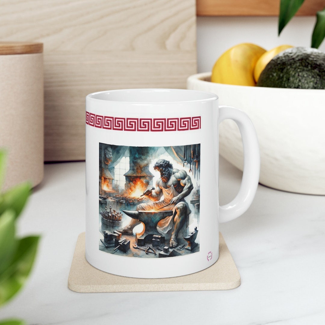 Hephaestus Mug: Greek God of Blacksmiths, Mythology Coffee Cup, Vulcan ...
