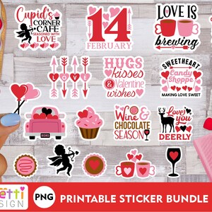 Valentine PNG Sticker Bundle, Valentine's Day Digital Stickers - Etsy
