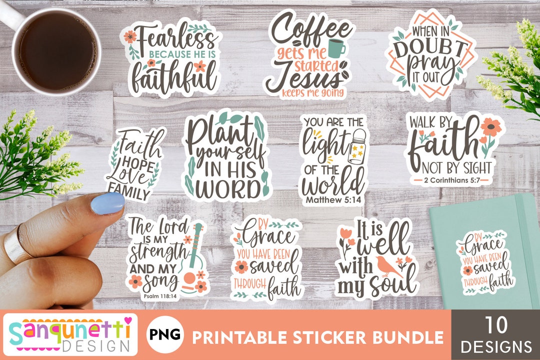 Faith PNG Sticker Bundle, Christian Quote Printable Digital Stickers - Etsy