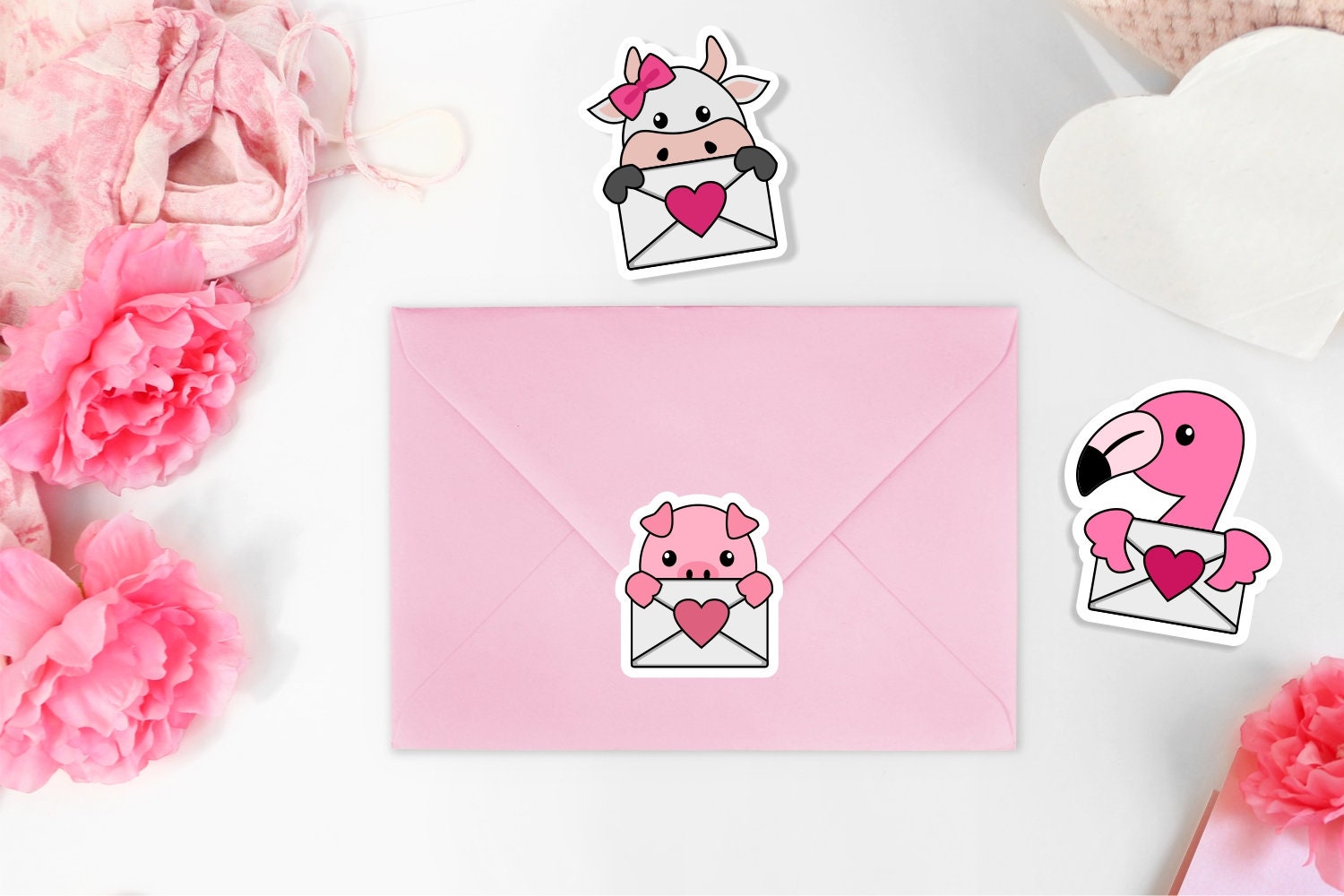 Cute Animal Mail PNG Sticker Bundle, Animal Digital Stickers - Etsy