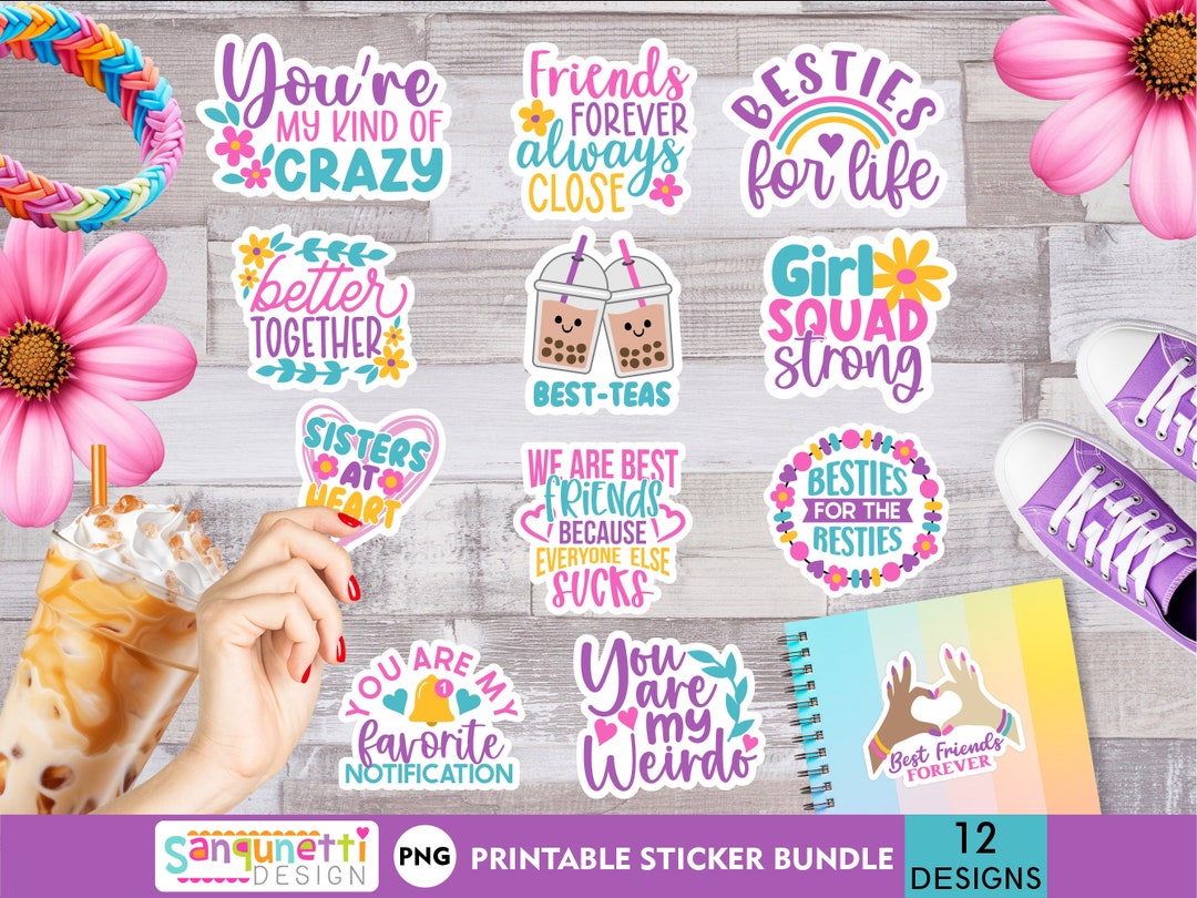 Besties and Friendship PNG Stickers, Best Friends Digital Sticker ...