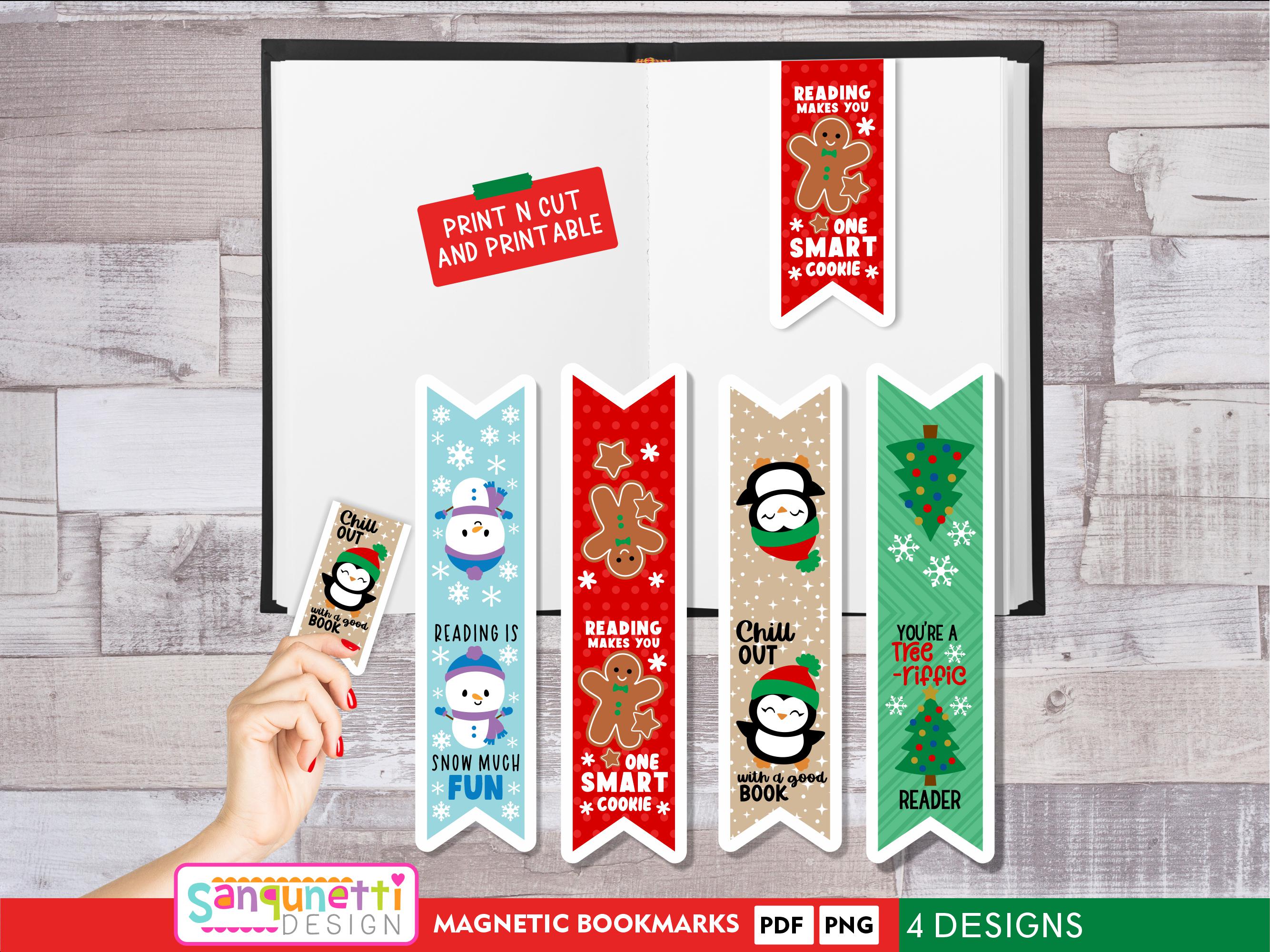 Printable Christmas Bookmarks | Holiday Magnetic Bookmark Set | PDF ...