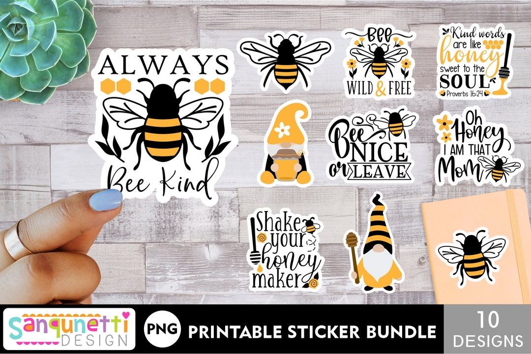 Bees Sticker Printable Bundle, Bee Digital Stickers - Etsy