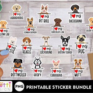 I Love My Dog Breed PNG Sticker Bundle, V1 - Etsy