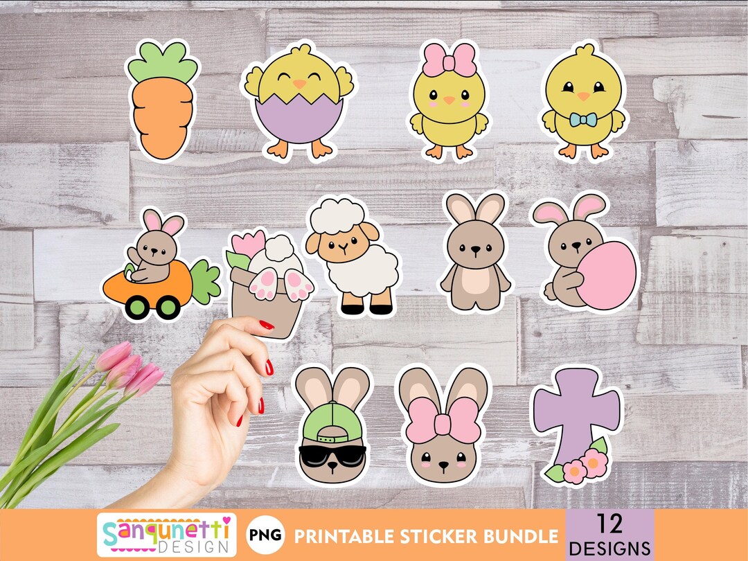 Cute Easter PNG Stickers, Digital Sticker Bundle - Etsy