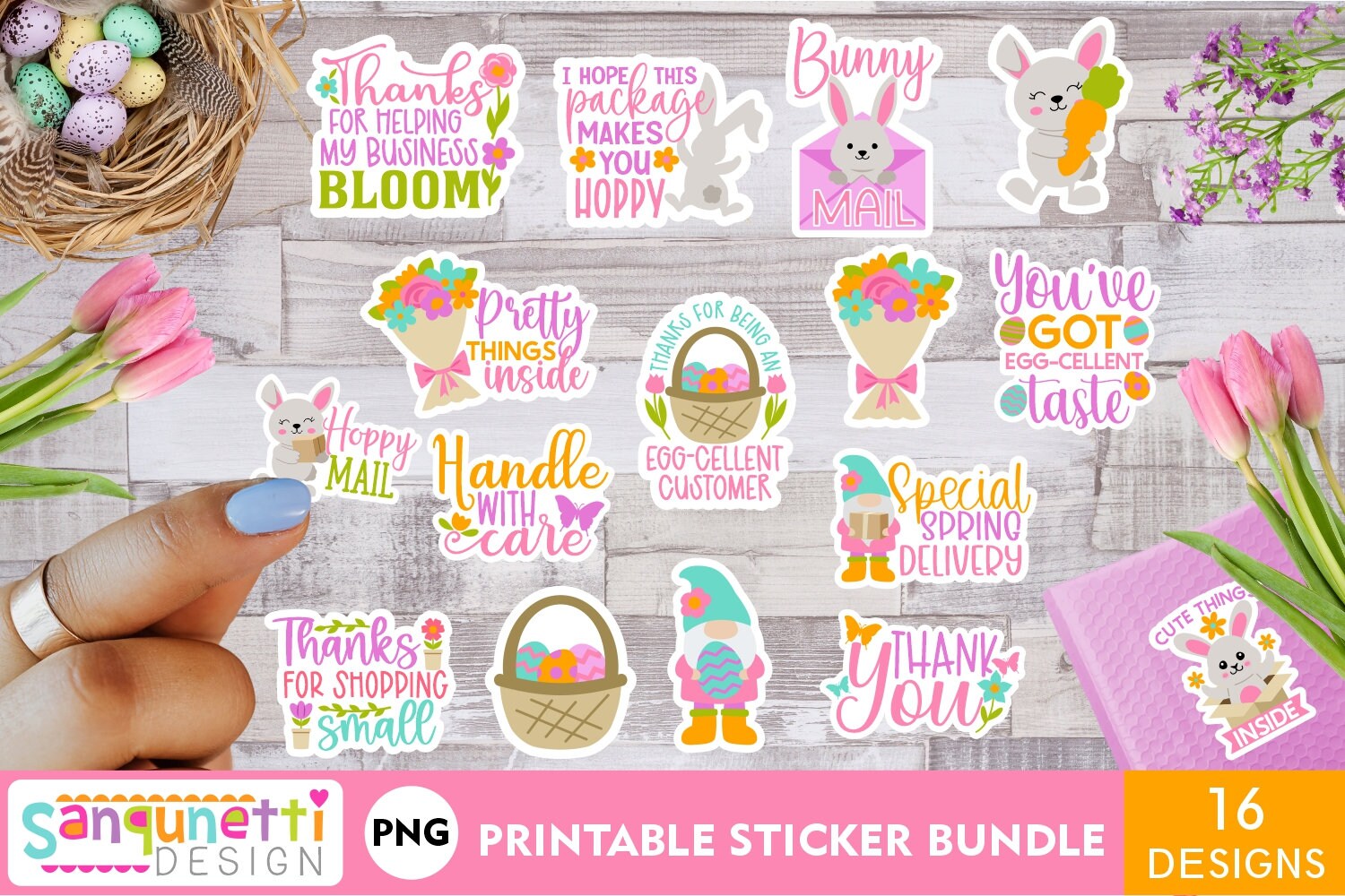 Spring Packaging PNG Stickers, Easter Digital Sticker Bundle - Etsy