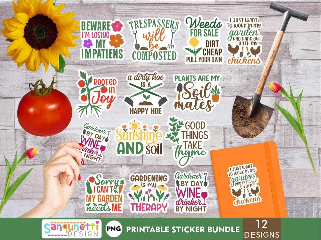 Gardening PNG Sticker Bundle | Cute Plant Stickers - Etsy