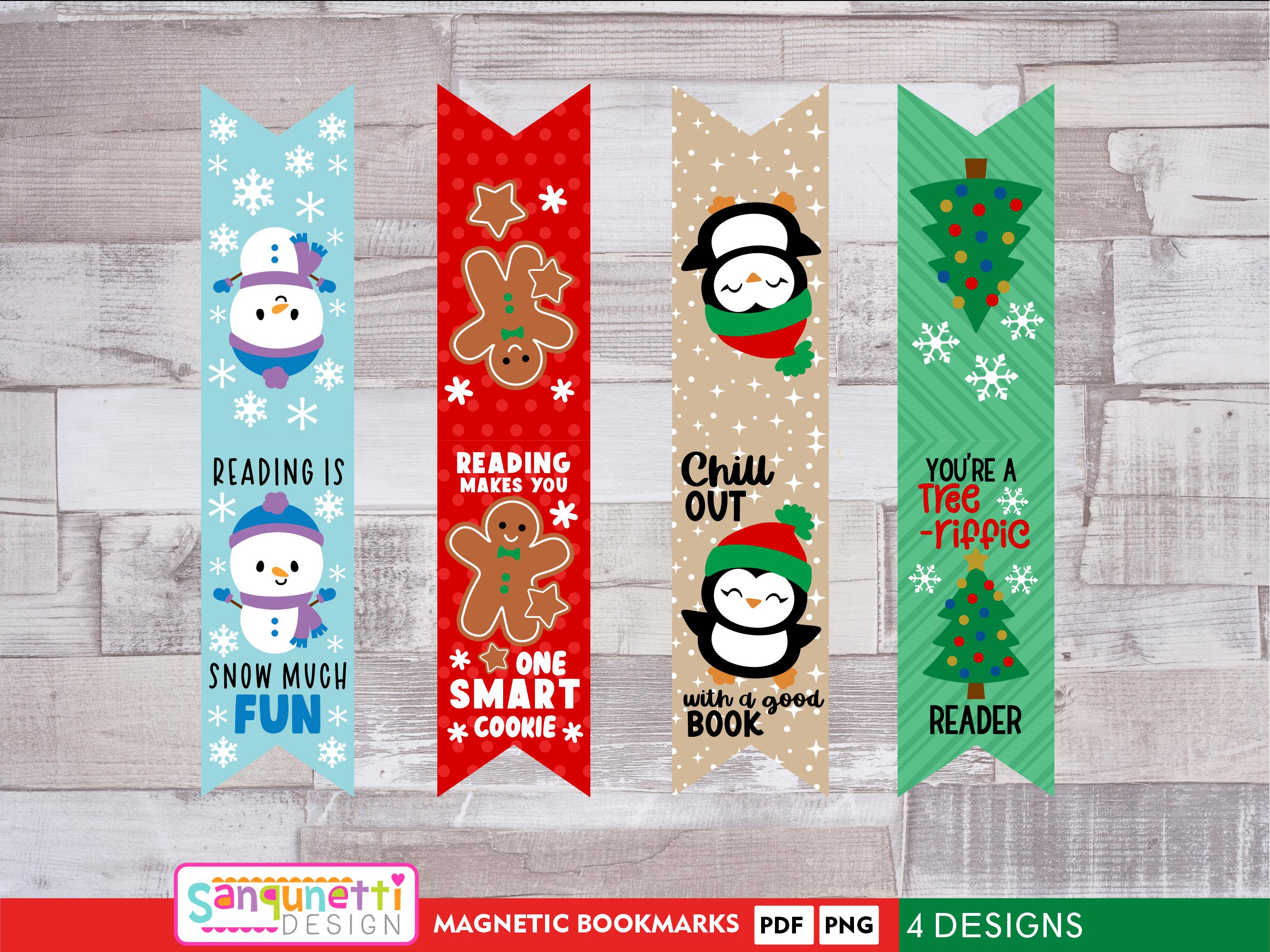 Printable Christmas Bookmarks | Holiday Magnetic Bookmark Set | PDF ...