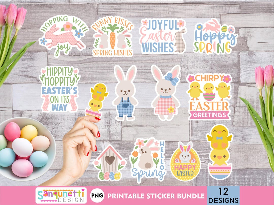 Easter PNG Sticker Bundle: Spring Graphics (digital Download) - Etsy
