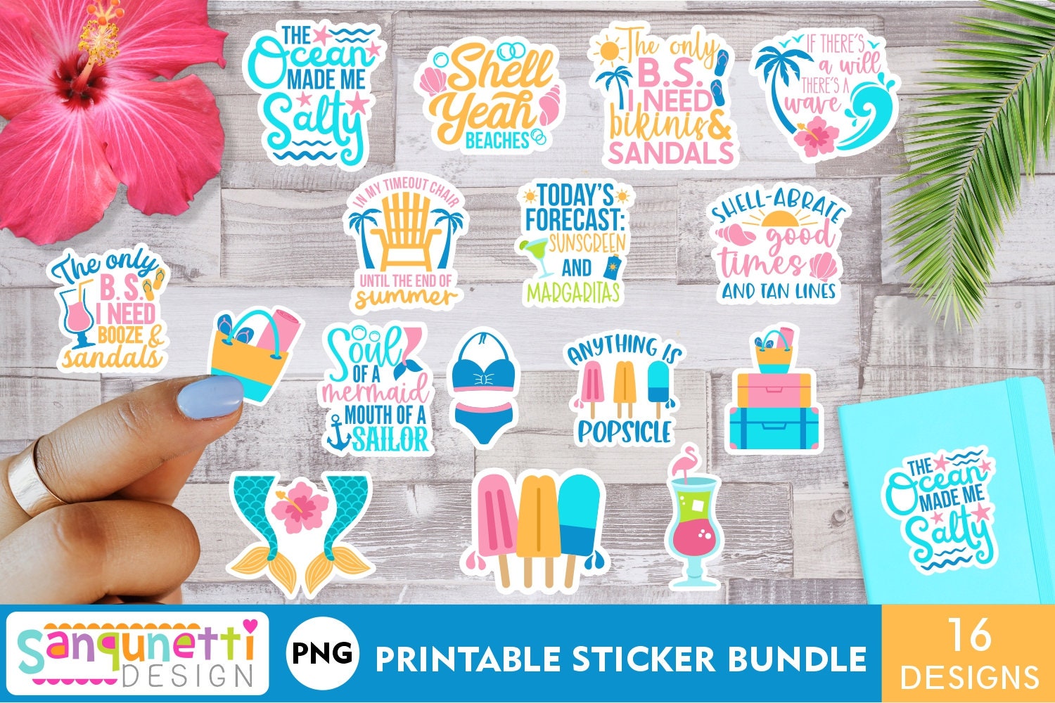 Funny Summer PNG Stickers, Beach Digital Stickers - Etsy