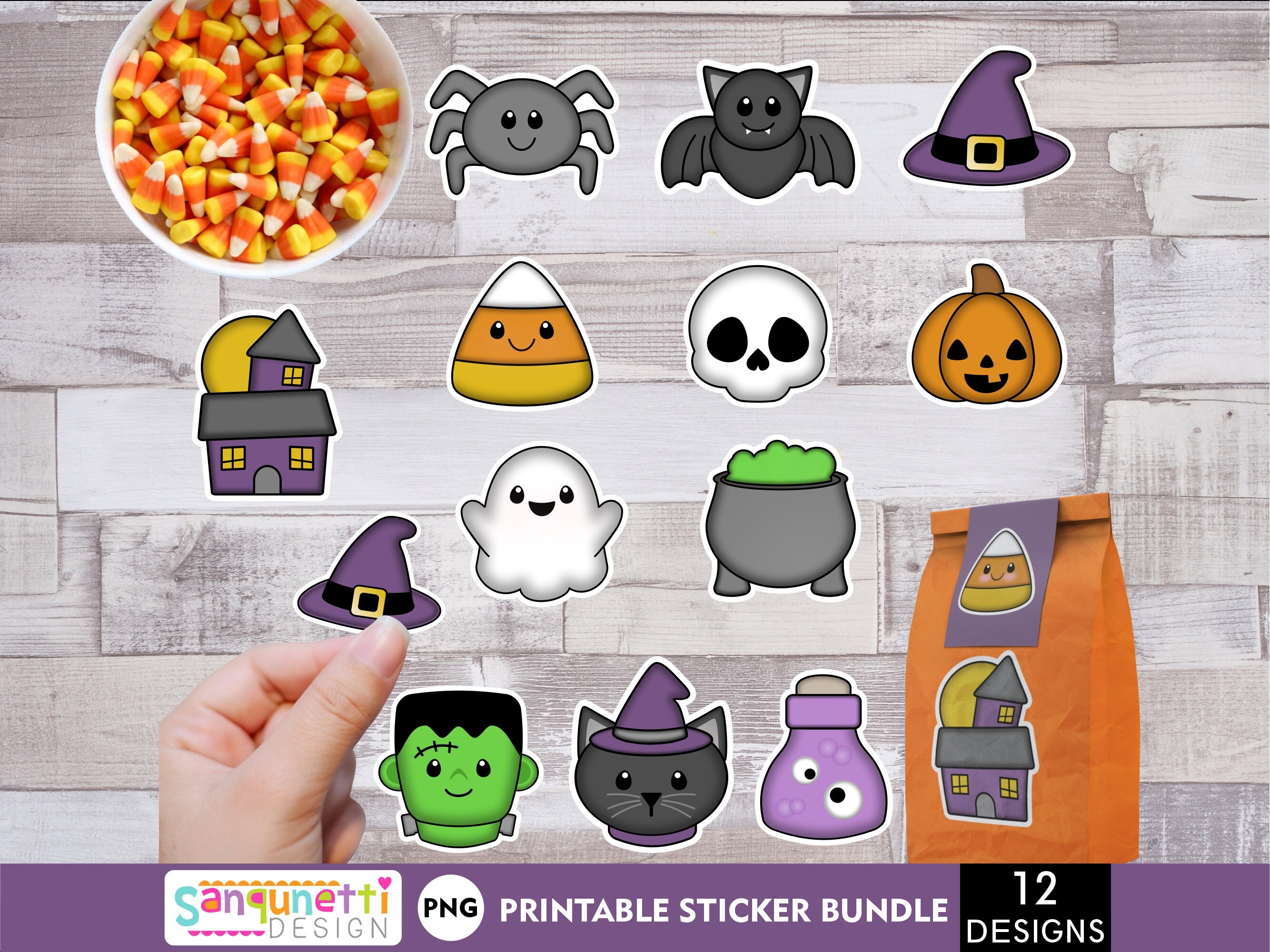 Chunky Halloween PNG Stickers Cute Halloween Sticker Bundle - Etsy