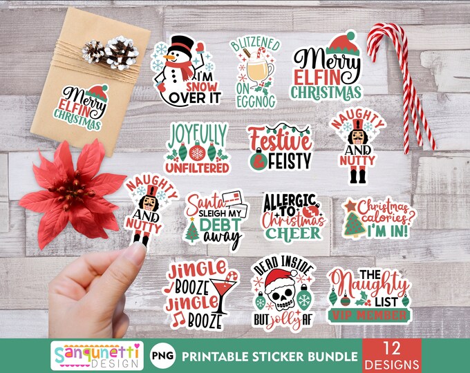 Paquete de pegatinas imprimibles navideñas de pan de jengibre / Lindas ...