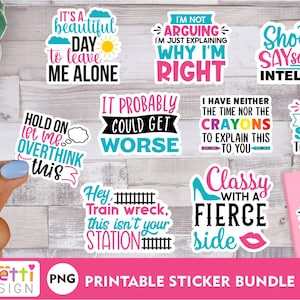 Funny PNG Stickers, Sarcastic Digital Sticker Bundle - Etsy