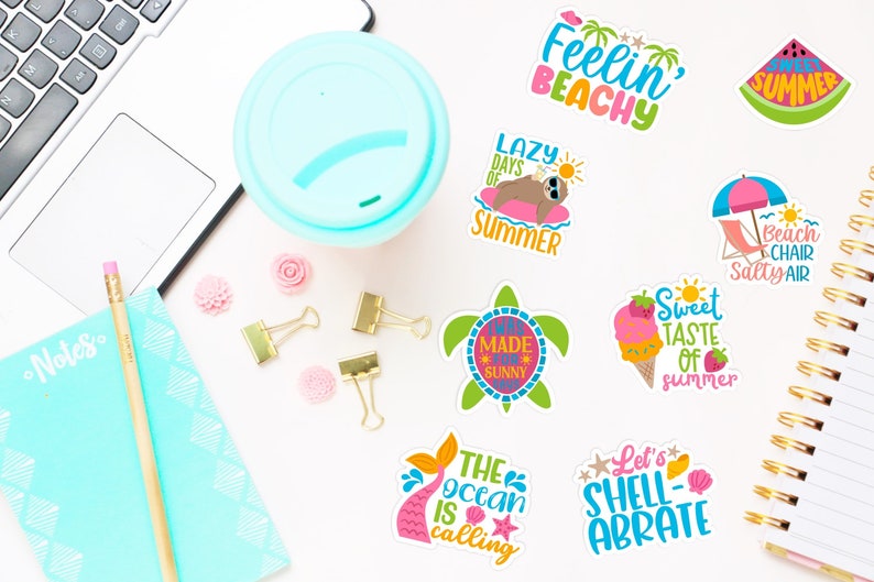 Summer PNG Sticker Bundle, Summer Beach Digital Stickers - Etsy