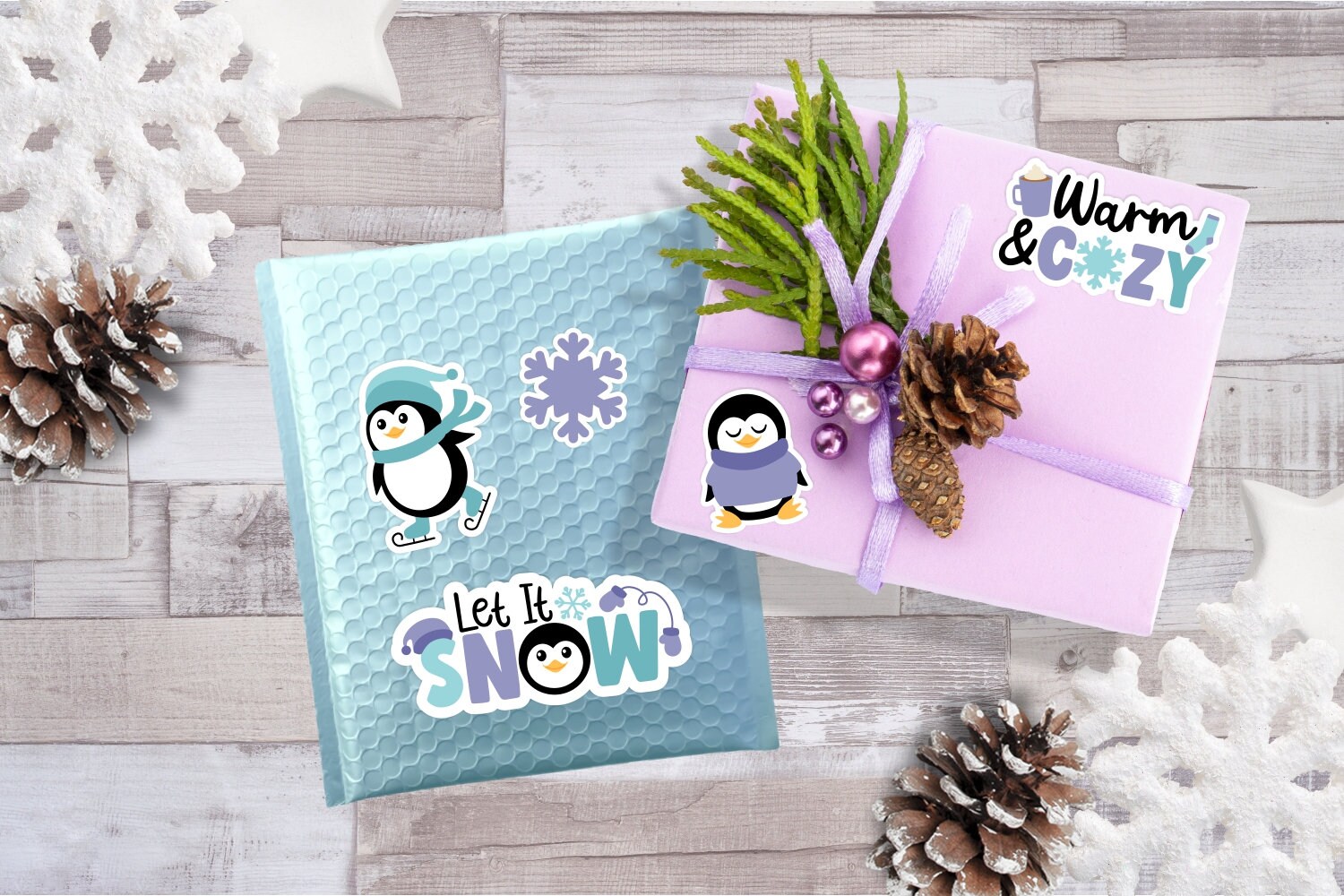 Penguin PNG Stickers, Winter Digital Sticker Bundle - Etsy