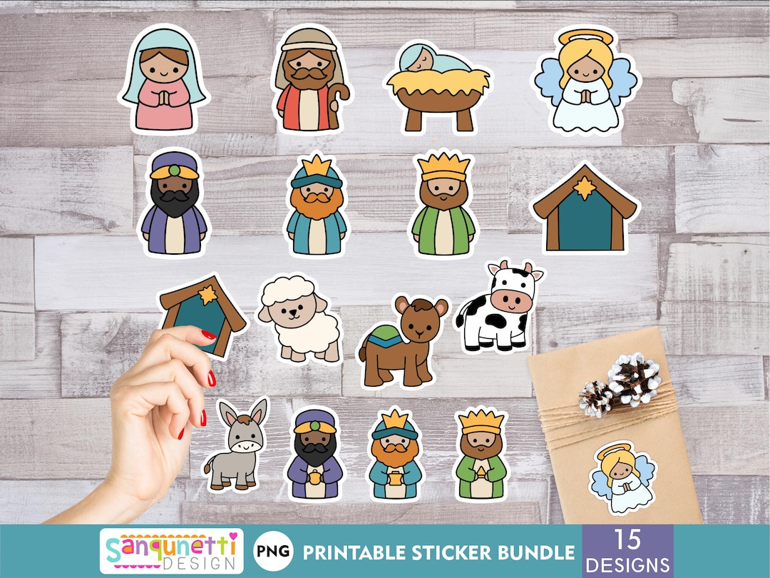 Nativity Printable Sticker Bundle | Christian Christmas Stickers | 15 ...