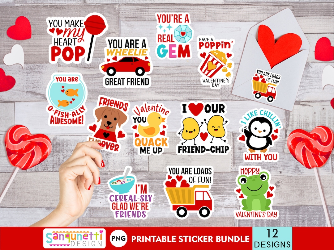 Adorable Kids Valentine PNG Stickers Perfect for Classroom Valentines ...