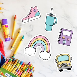 Pretty Pastel School Stickers Digital Sticker PNG Back to School - Etsy